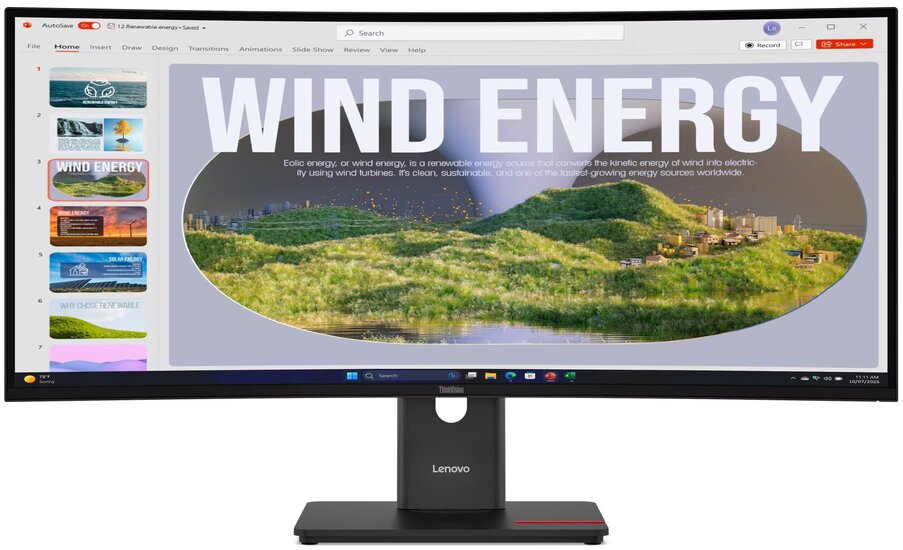 Lenovo ThinkVision T34WD-40 34" UWQHD VA Curved Monitor - Tilt, Swivel ...