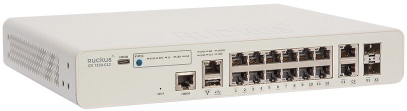 RUCKUS ICX 7150-C12P, Fanless 12-Port 124W POE+ Compact Switch, 2X1G ...
