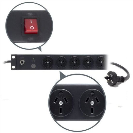 Serveredge Basic 8 Port PDU (8) 3 Pin AUS GPO Output (1) 3 Pin Aus Plug ...